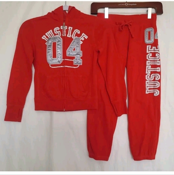 Justice | Jackets & Coats | Justice Girls Bright Red 4 Tracksuit Hooded ...